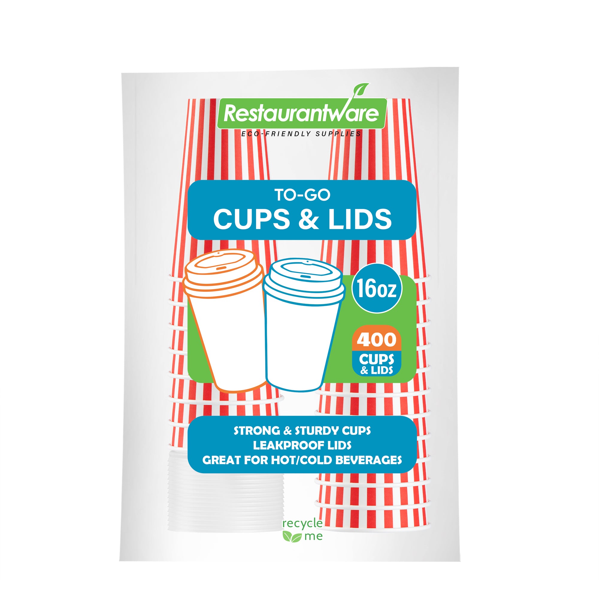 Restpresso 16 Oz Red And White Stripe Paper Single Wall Coffee Cup Restpresso 16 Oz Red And White Stripe Paper Single Wall Coffee Cup