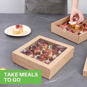 Cater Tek Rectangle Kraft Paper Catering Box - with Window Lid - 18" x ...