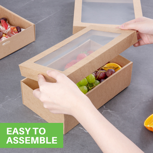 Cater Tek Rectangle Kraft Paper Catering Box - with Window Lid - 18" x ...