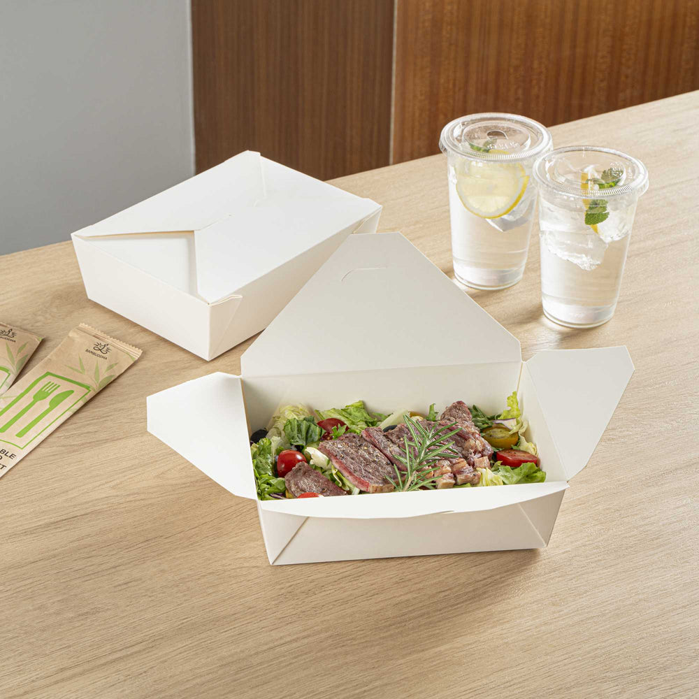 Bio Tek 71 oz Rectangle White Paper #3 Bio Box Take Out Container - 8 1 ...