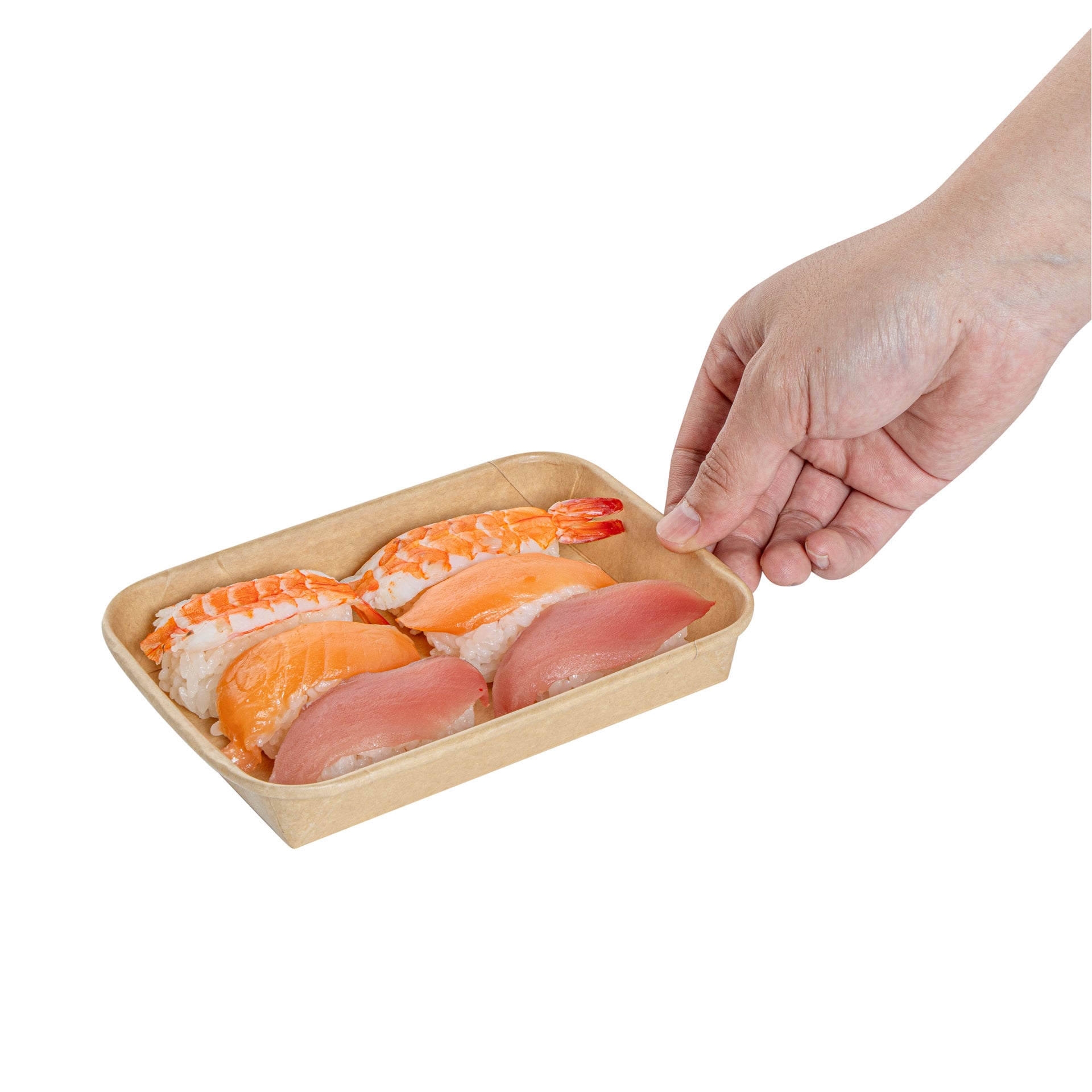 Matsuri Vision 8 oz Rectangle Kraft Paper Sushi Container - 6 1/2" x 4 ...