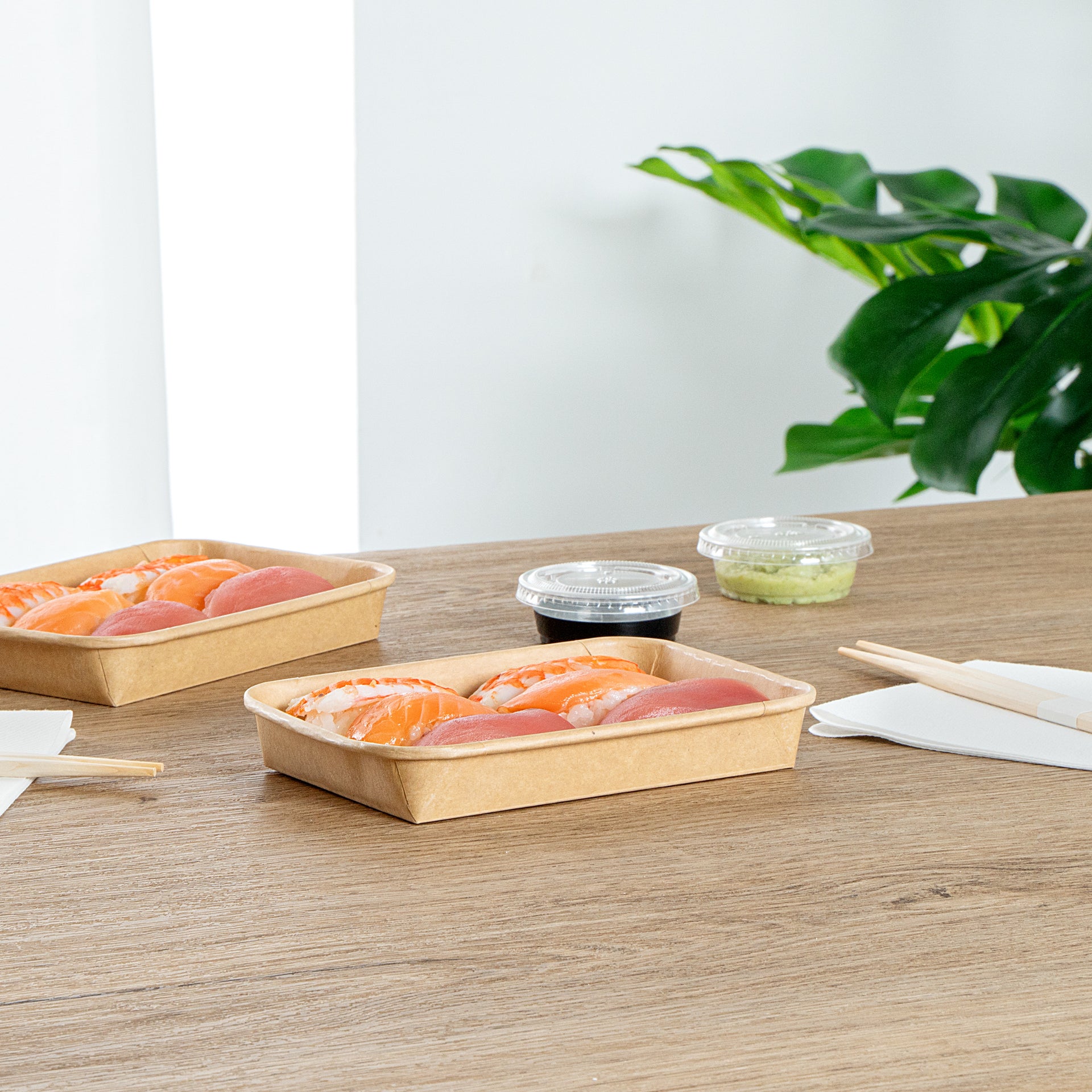 Matsuri Vision 8 oz Rectangle Kraft Paper Sushi Container - 6 1/2" x 4 ...