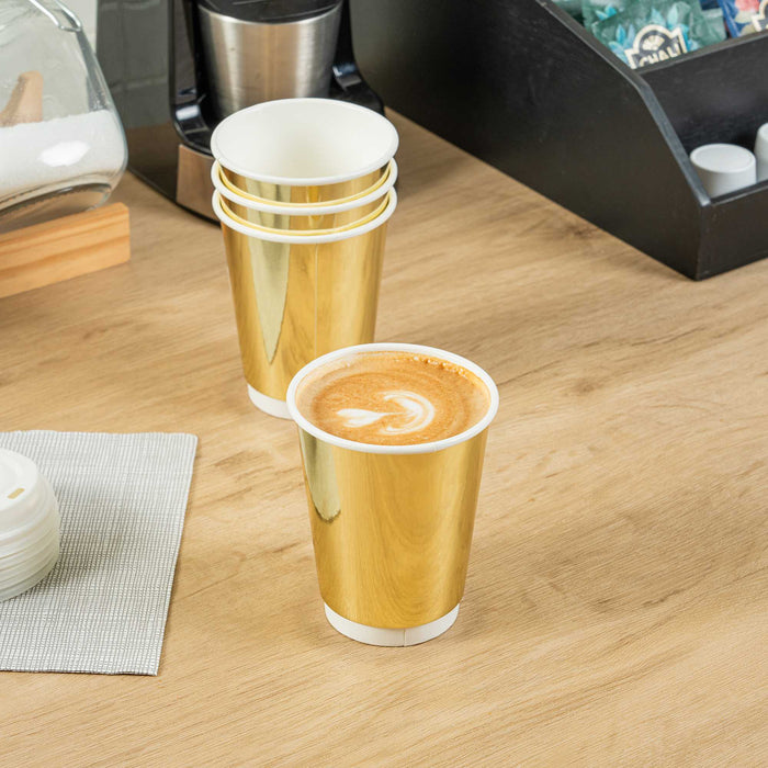 Restpresso 12 oz Metallic Gold Paper Hot / Cold Cup - 500 count box