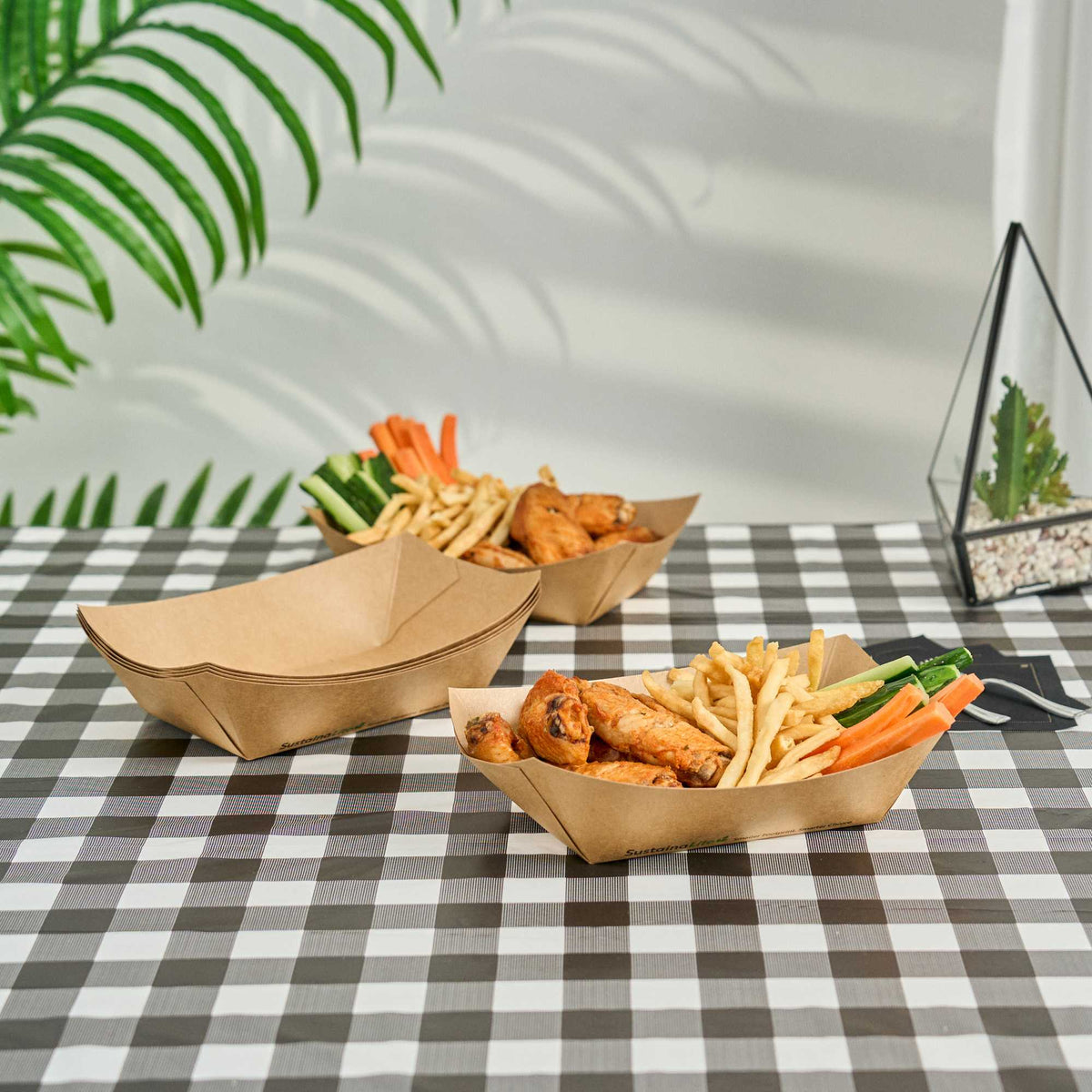 SustainaLite 1 1/2 lb #300 Kraft Paper Food Tray / Boat - with PE ...