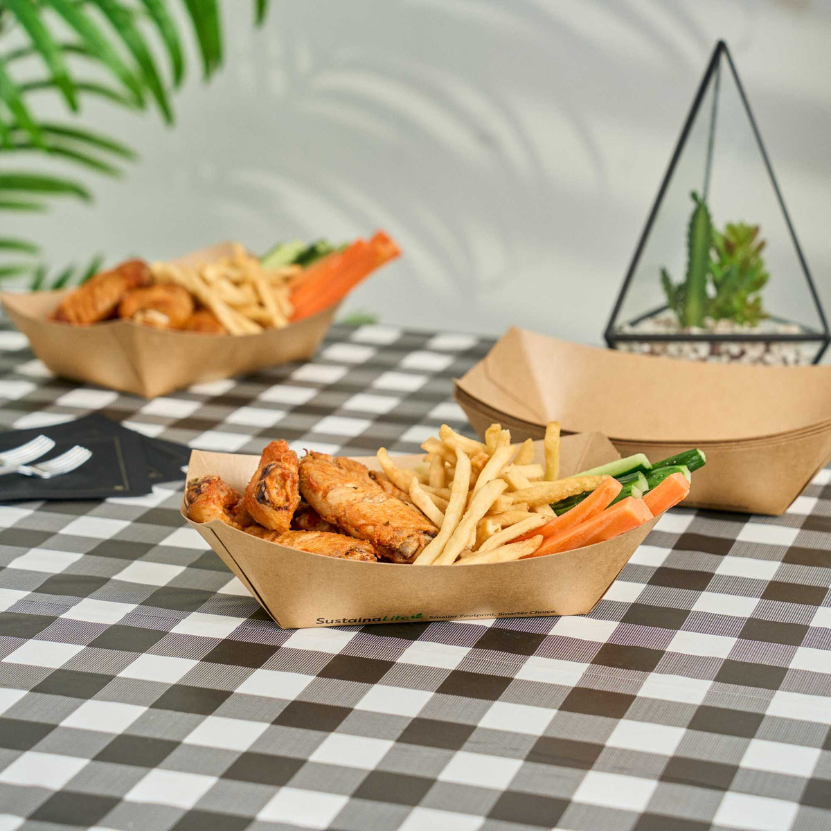 SustainaLite 1 1/2 lb #300 Kraft Paper Food Tray / Boat - with PE ...