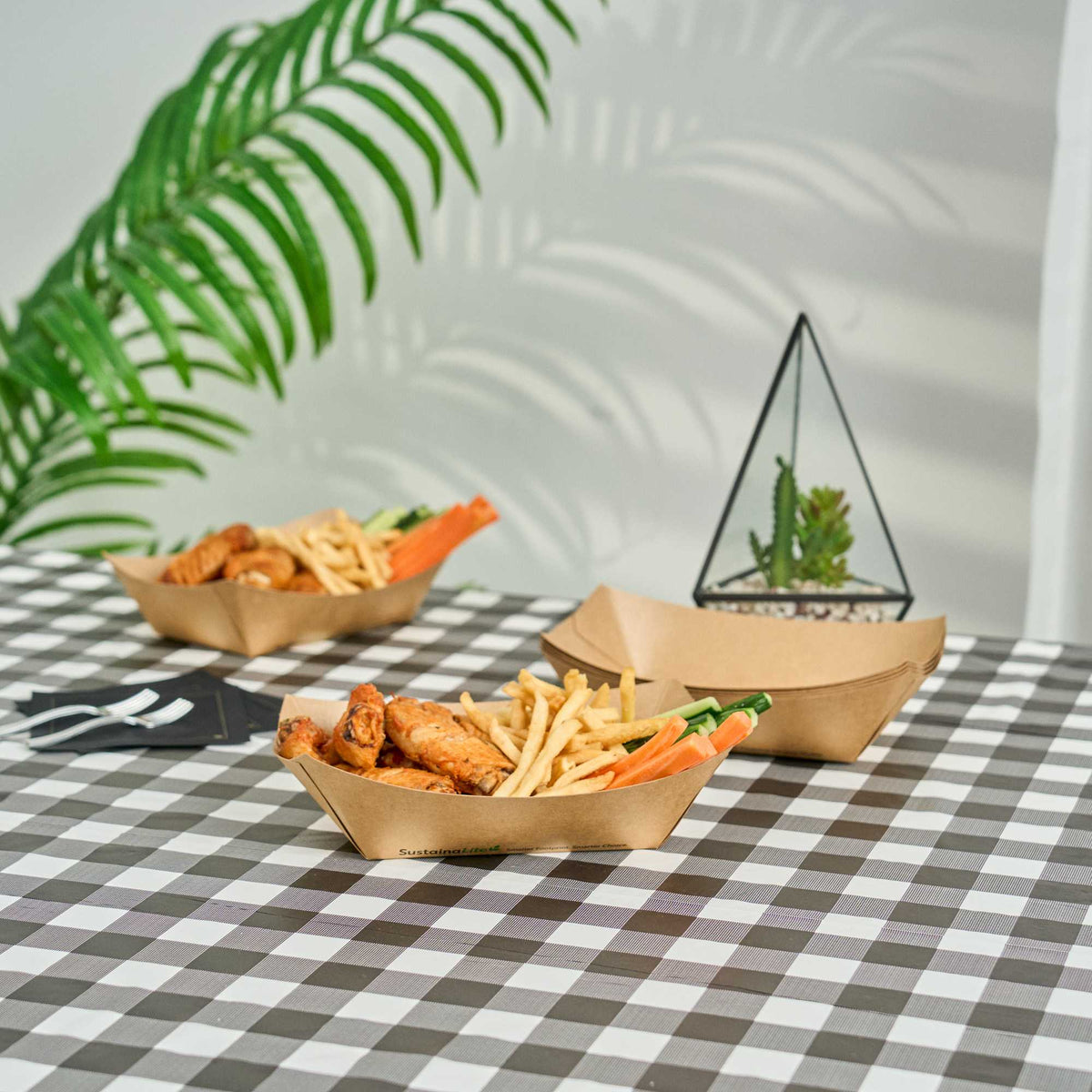 SustainaLite 1 1/2 lb #300 Kraft Paper Food Tray / Boat - with PE ...