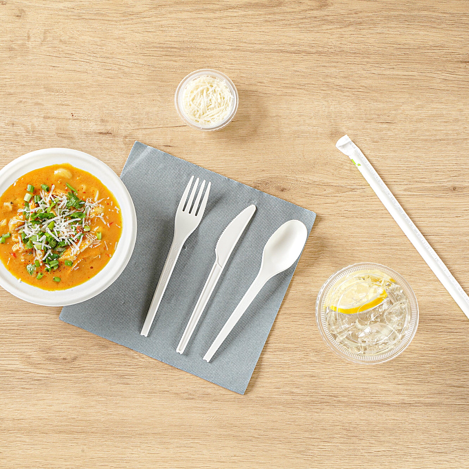 Basic Nature White CPLA Plastic Cutlery Set - Heat-Resistant ...