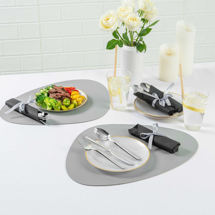 Moderna Silver Plastic Cutlery Set - with Black Napkin, Silver Ribbon ...