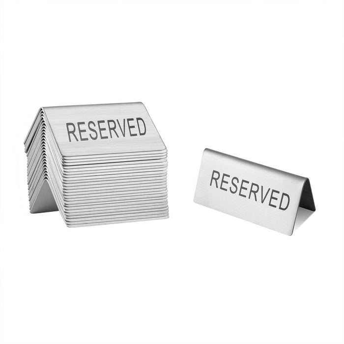 Met Lux Double-Sided Stainless Steel "Reserved" Table Tent Sign - 3" x ...