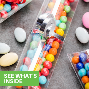 Plastic Candy Box - Rectangle- Clear - 2” x 2” x 1” - 100 count box