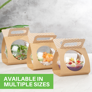 Thermo Tek Kraft Paper Sphere Salad Container Carrier - Fits 12 oz - 50 ...