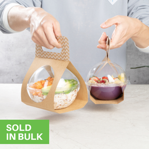 Thermo Tek Kraft Paper Sphere Salad Container Carrier - Fits 12 oz - 50 ...