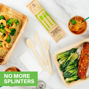Bambuddha Natural Bamboo Disposable Cutlery Set - with Kraft Paper ...